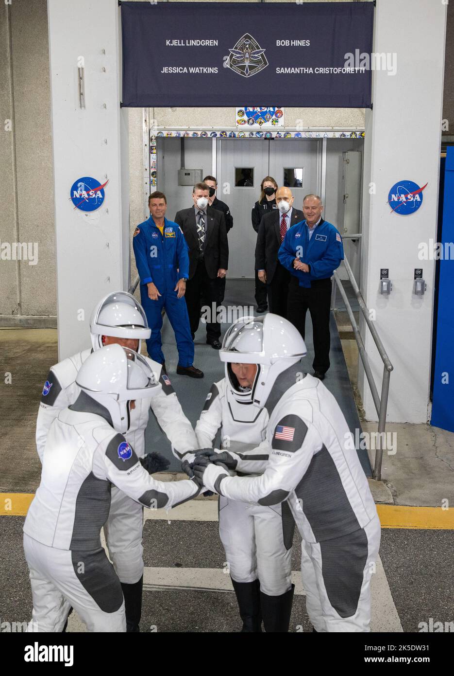Crew-4 astronauts Jessica Watkins, Bob Hines, Samantha Cristoforetti ...