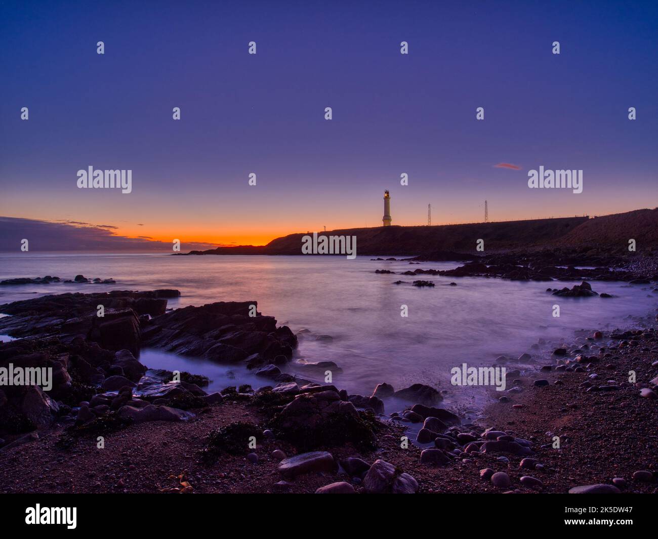 A view of Aberdeen Bay and Girdleness Lighthouse, Aberdeen, Scotland ...