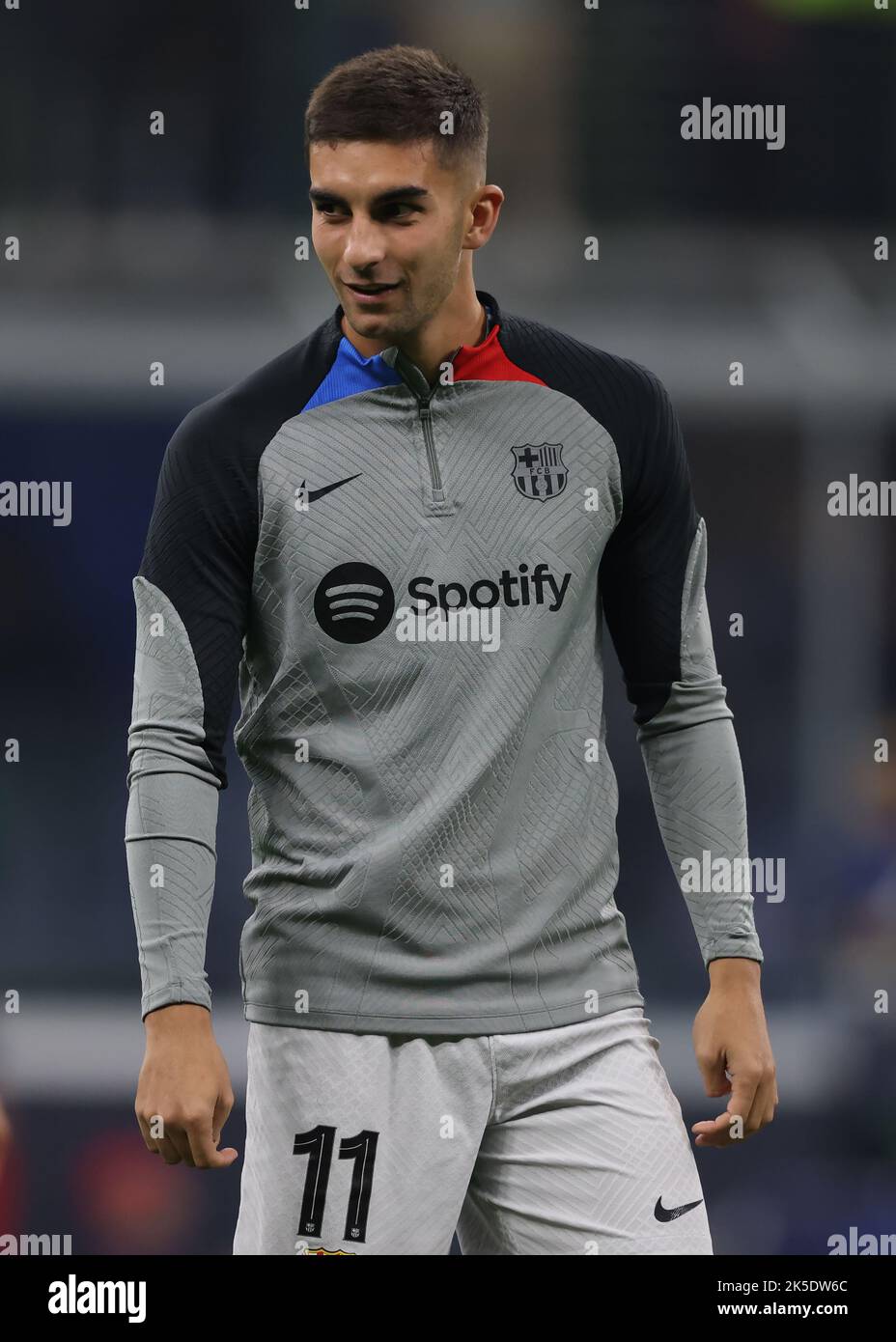 Milan, Italy, 4th October 2022. Ferran Torres of FC Barcelona reacts ...