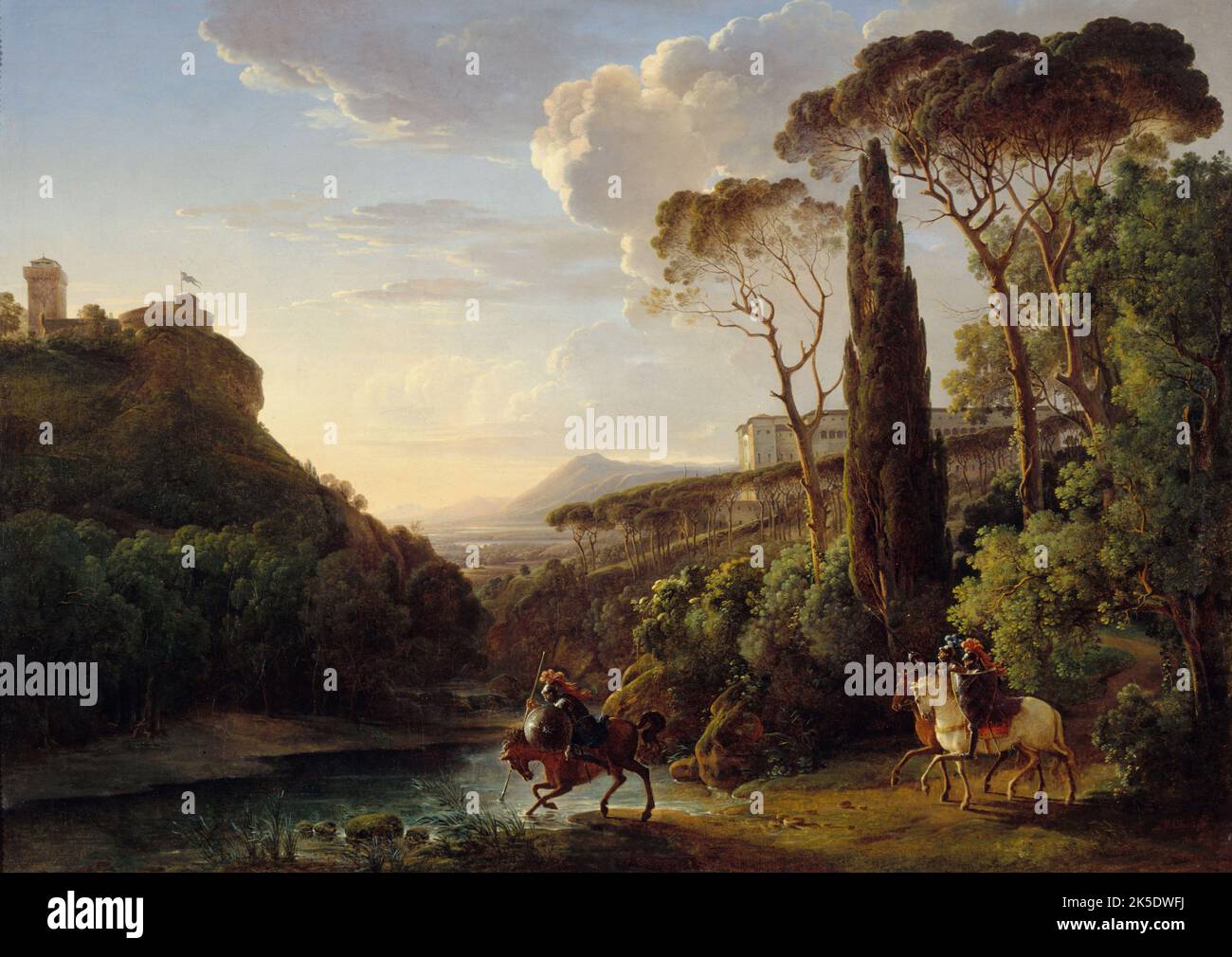 Paysage d'Italie avec trois chevaliers, 1806. Italian landscape with ...