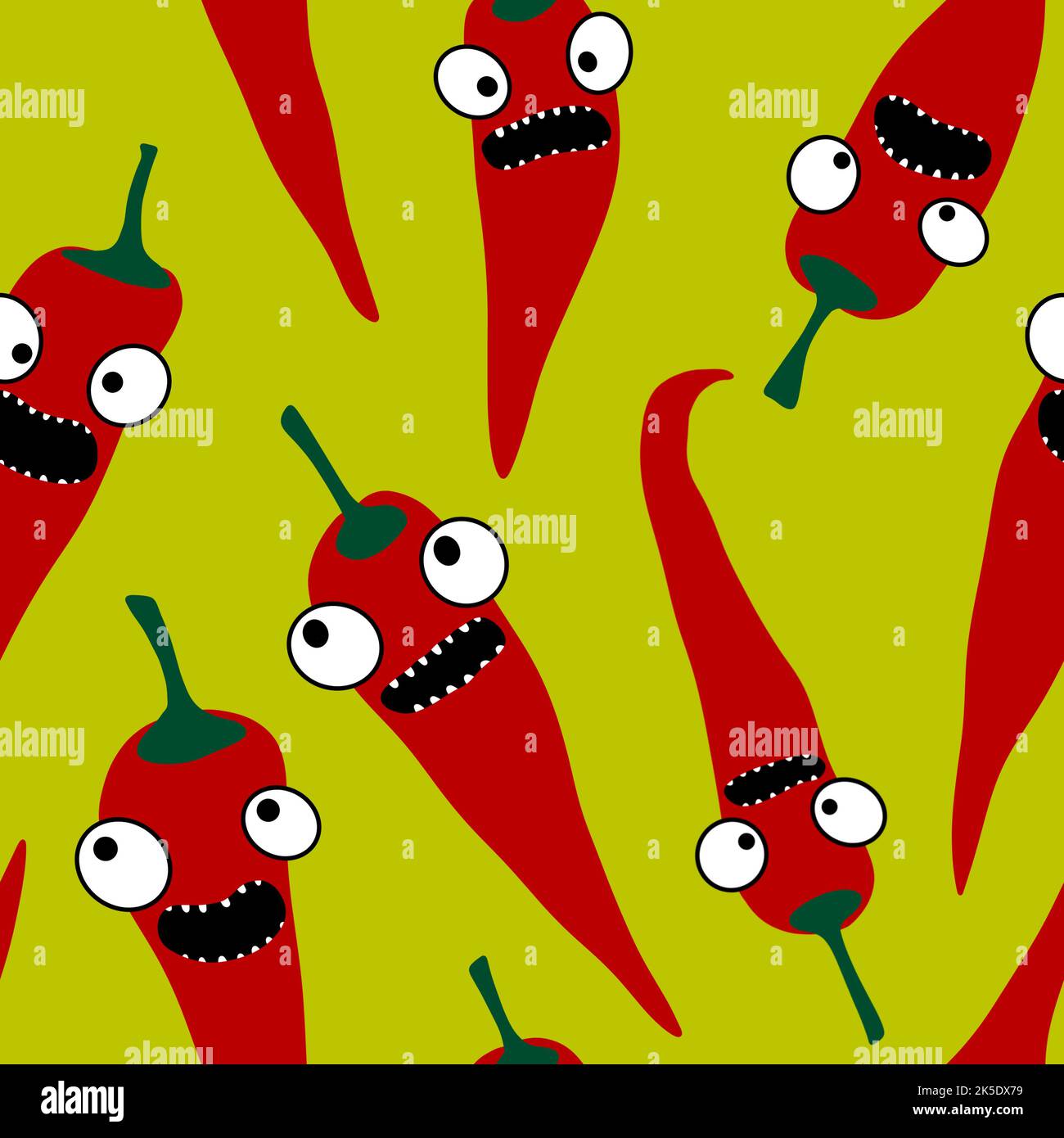 Cartoon vegetable seamless vampire Halloween red hot pepper pattern for ...