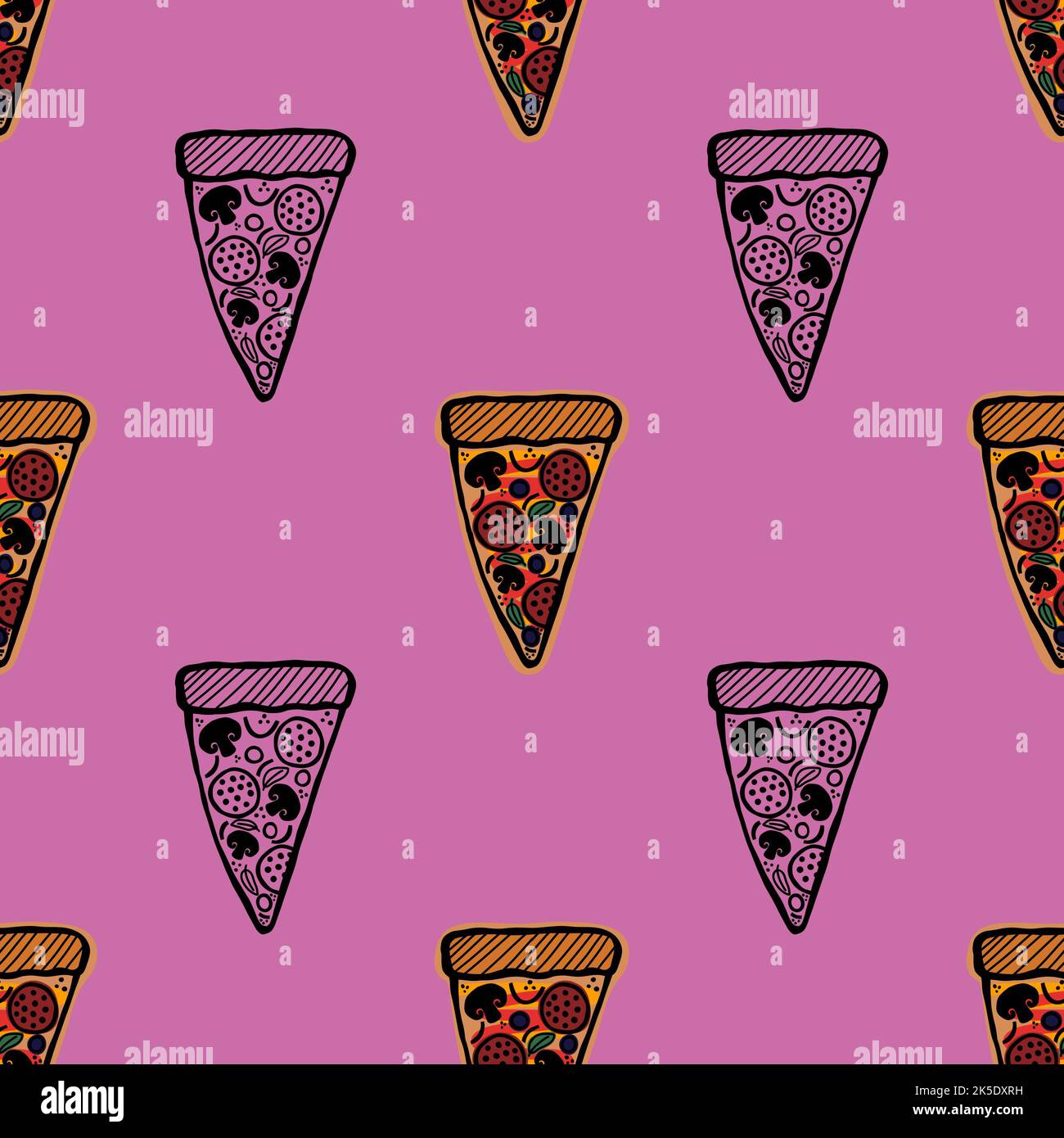 Cartoon doodle pizza seamless kids pattern for wrapping paper and ...