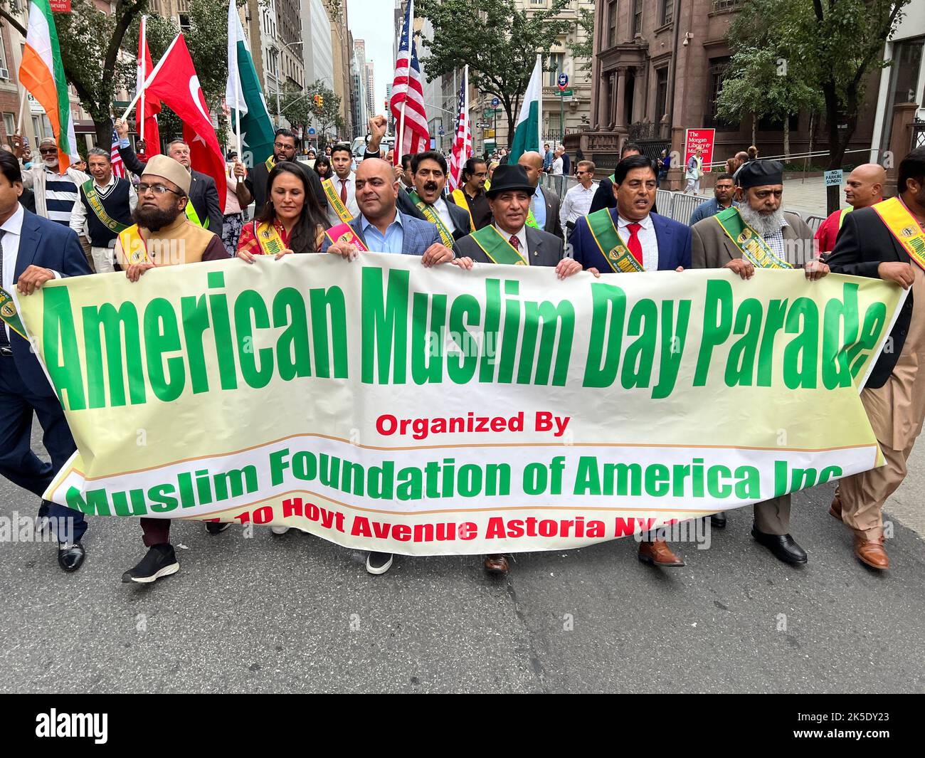 Community dignitaries lead the American Muslim Day Parade down Madison ...