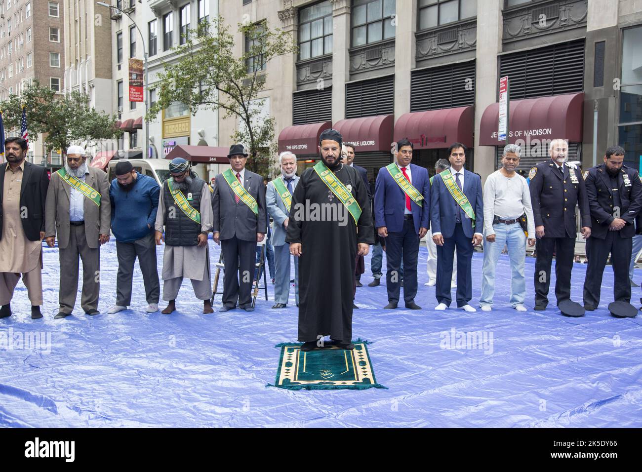 Muslim men preparing for prayer at the American Muslim Day Parade on ...