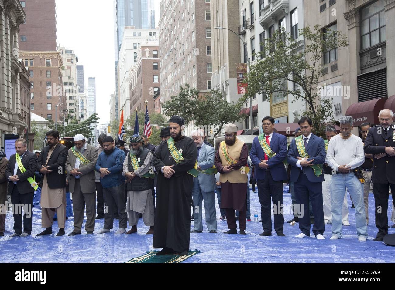 Muslim men preparing for prayer at the American Muslim Day Parade on ...