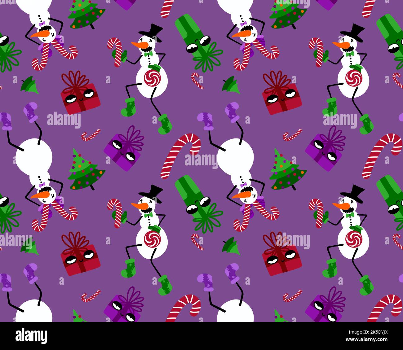 Winter seamless snowman and snowflakes pattern for Christmas wrapping ...
