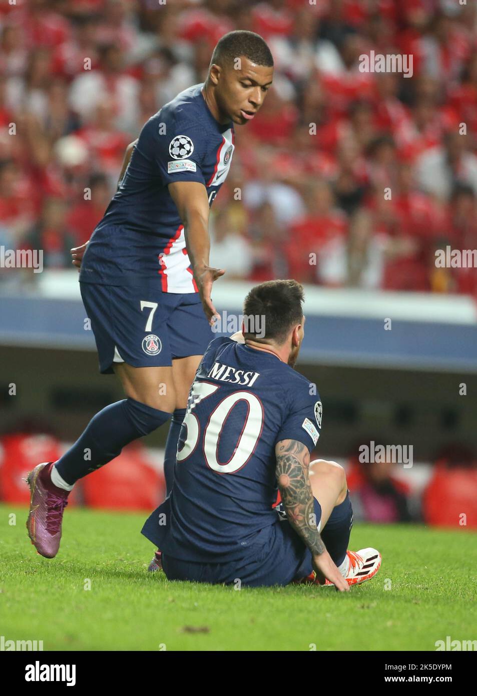 Kylian Mbapp and Lionel Messi of Paris Saint Germain during the UEFA Champions League, Group H ...