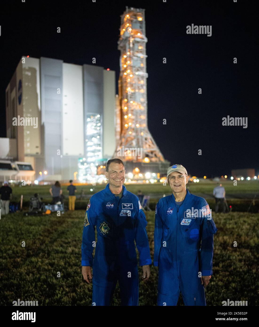NASA astronauts Stan Love, left, and Don Pettit, right pose for a ...