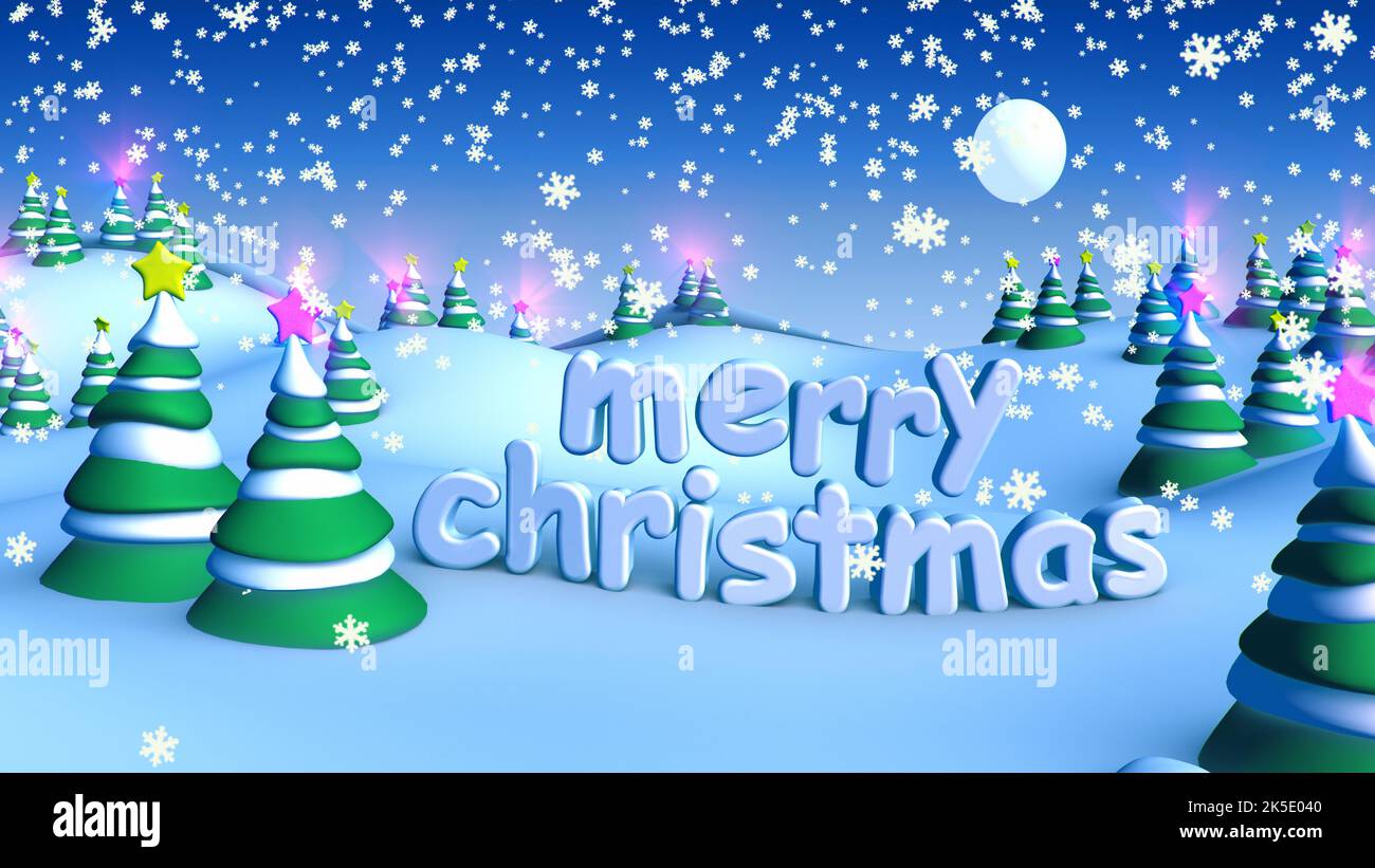 Merry Christmas in winter snow landscape Stock Photo - Alamy