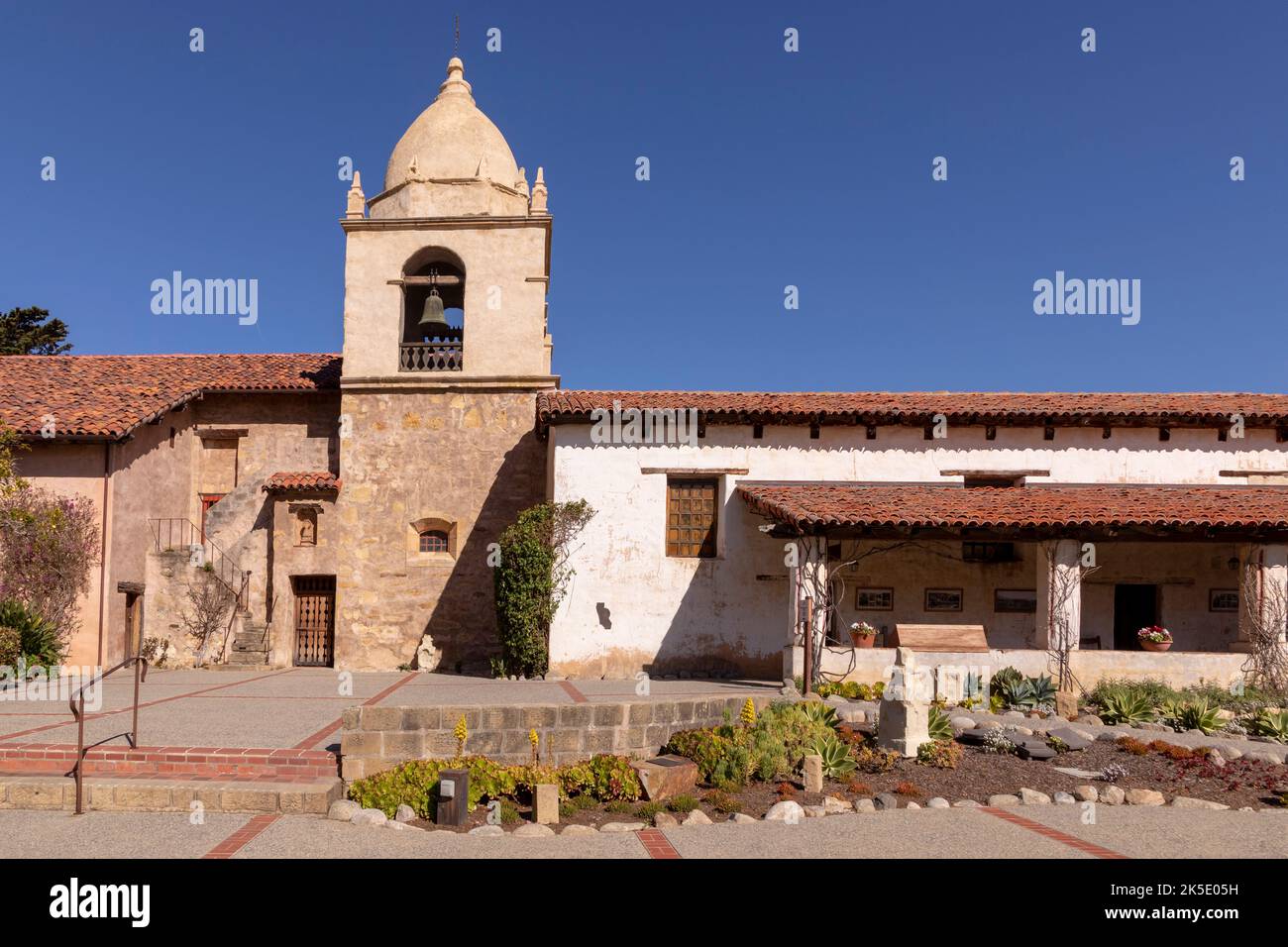 famous courtyard of the Carmel Mission Basilica, the mission of San ...