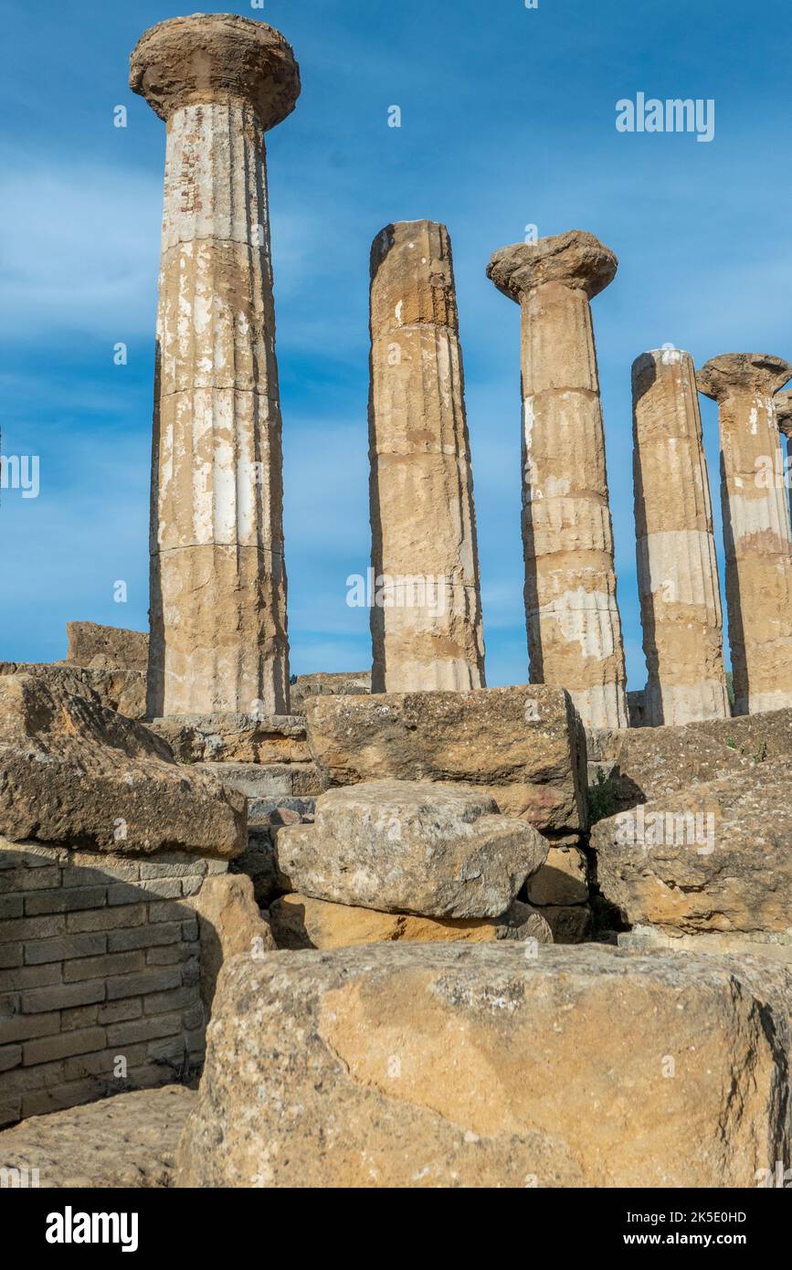 The greek temple of Juno in the Valley of the Temples, Agrigento, Italy ...