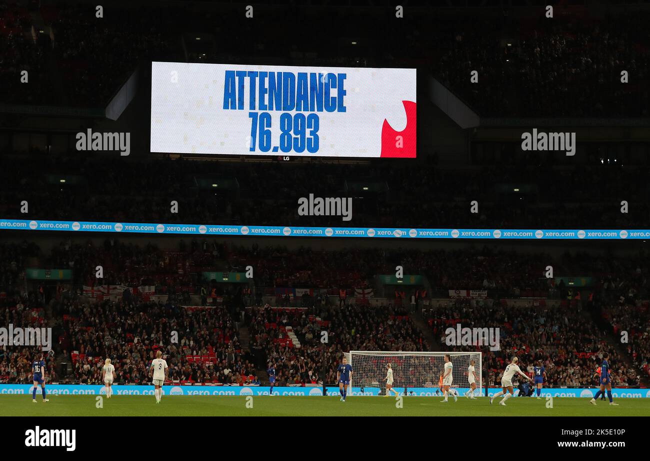 The attendance is displayed on the screen at wembley stadium hi-res ...