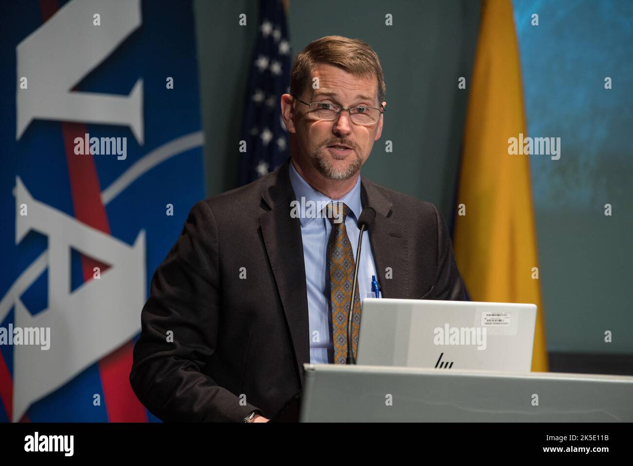 U.S. State Department Deputy Assistant Secretary, Mark Wells, speaks ...