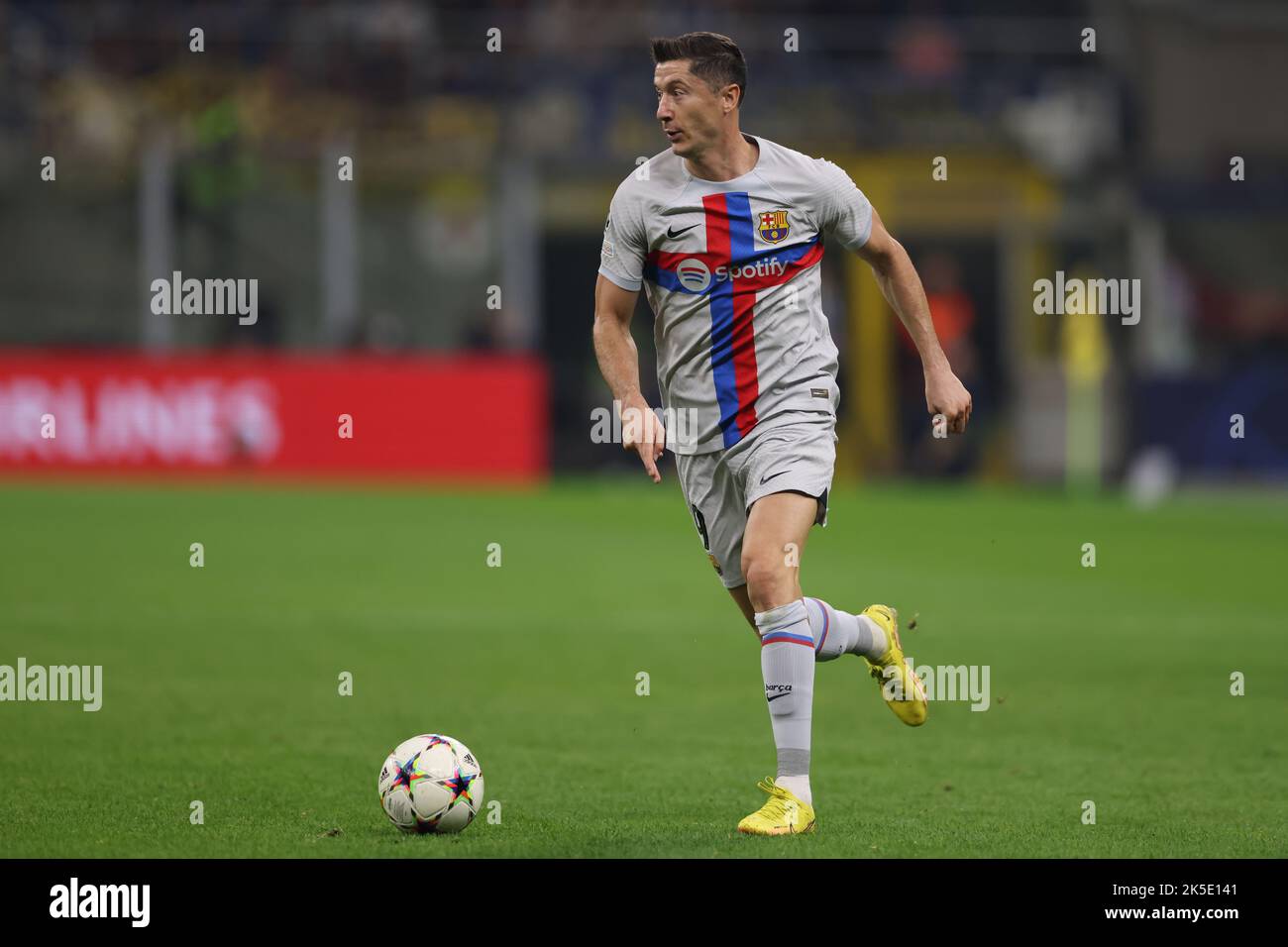 Milan, Italy, 4th October 2022. Robert Lewandowski of FC Barcelona ...