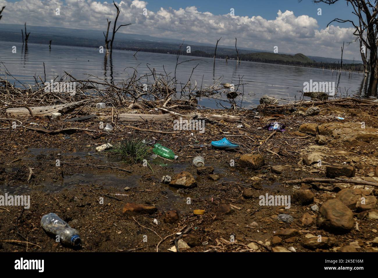 A view of plastic waste littering the shores of Lake Nakuru. The rising ...