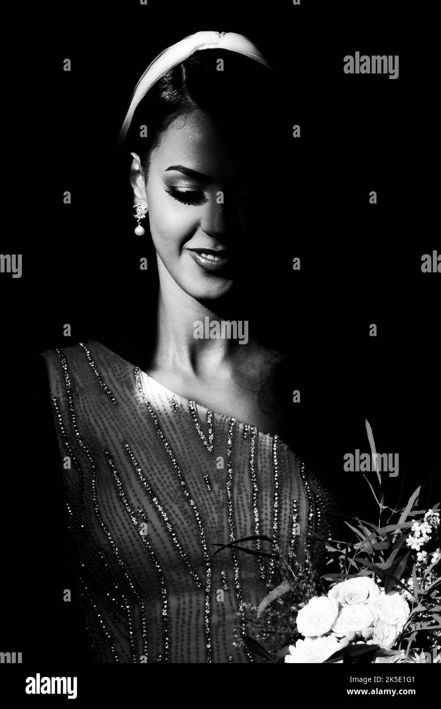 Evenepoel's partner Oumaima Oumi Rayane pictured during the wedding of ...