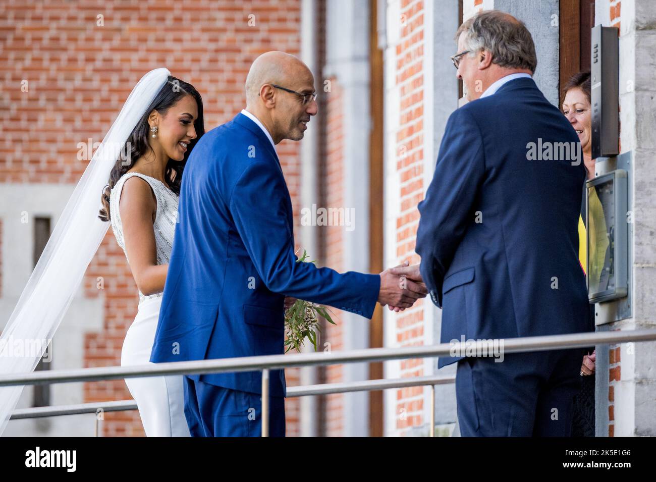 Evenepoel's partner Oumaima Oumi Rayane and her father greet mayor ...