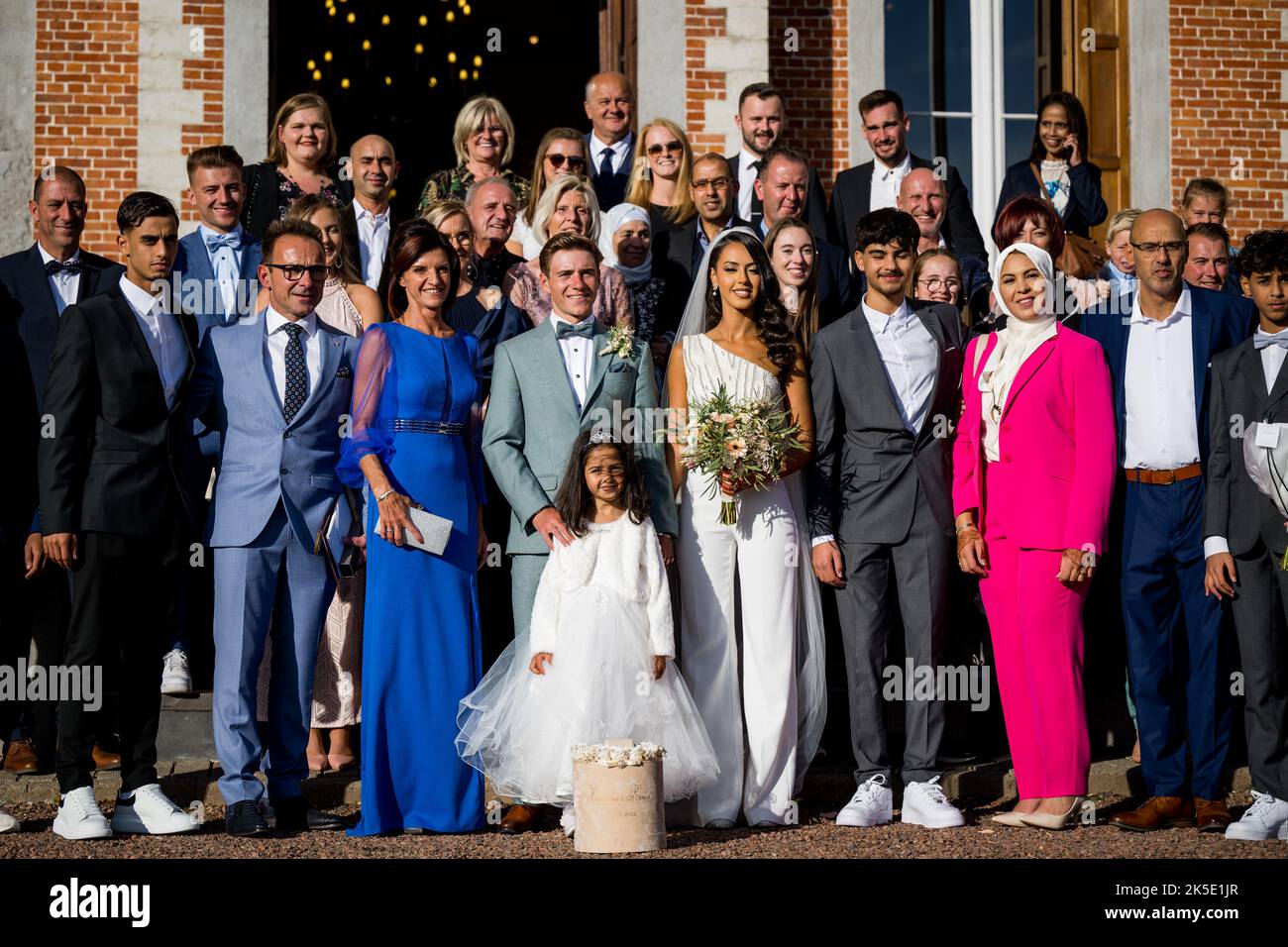 Newly weds Belgian Remco Evenepoel and Oumaima Oumi Rayane pose for a ...
