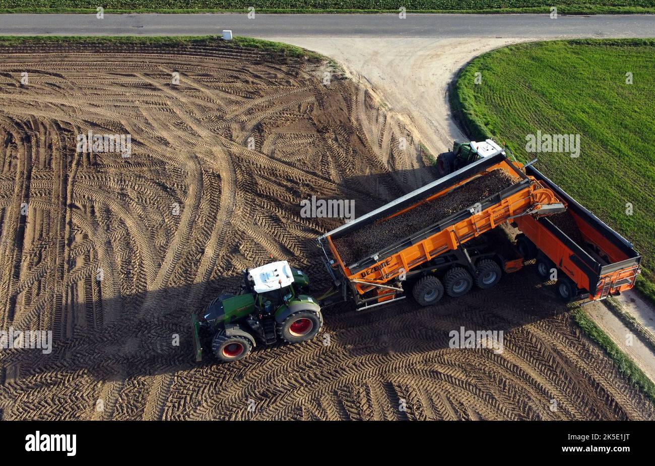 Lincent, Belgium. 07th Oct, 2022. Aerial drone picture shows , the ...