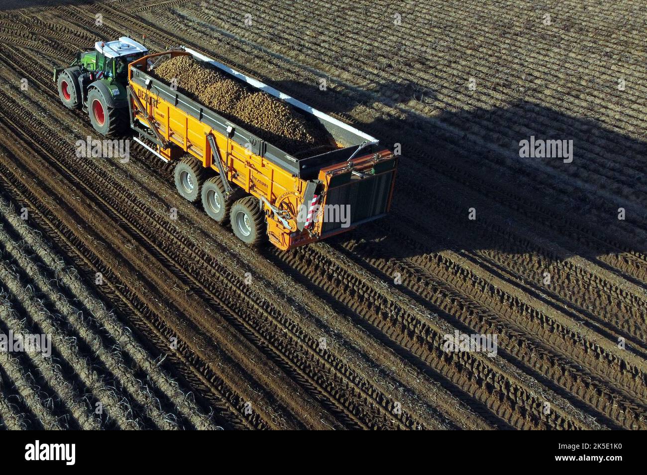 Lincent, Belgium. 07th Oct, 2022. Aerial drone picture shows , the ...