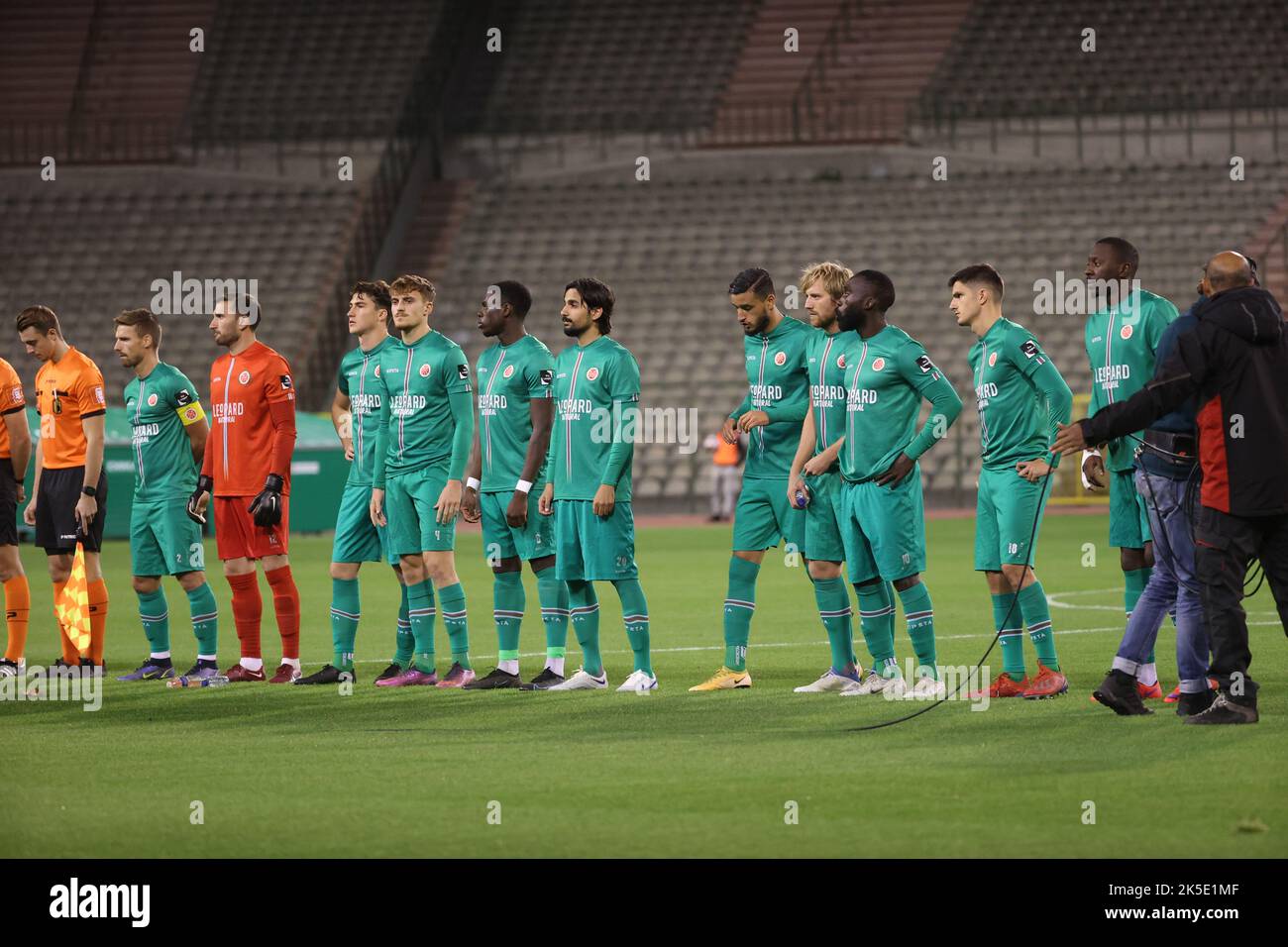 Belgium. 07th Oct, 2022. Virton's players pictured at the start of a ...