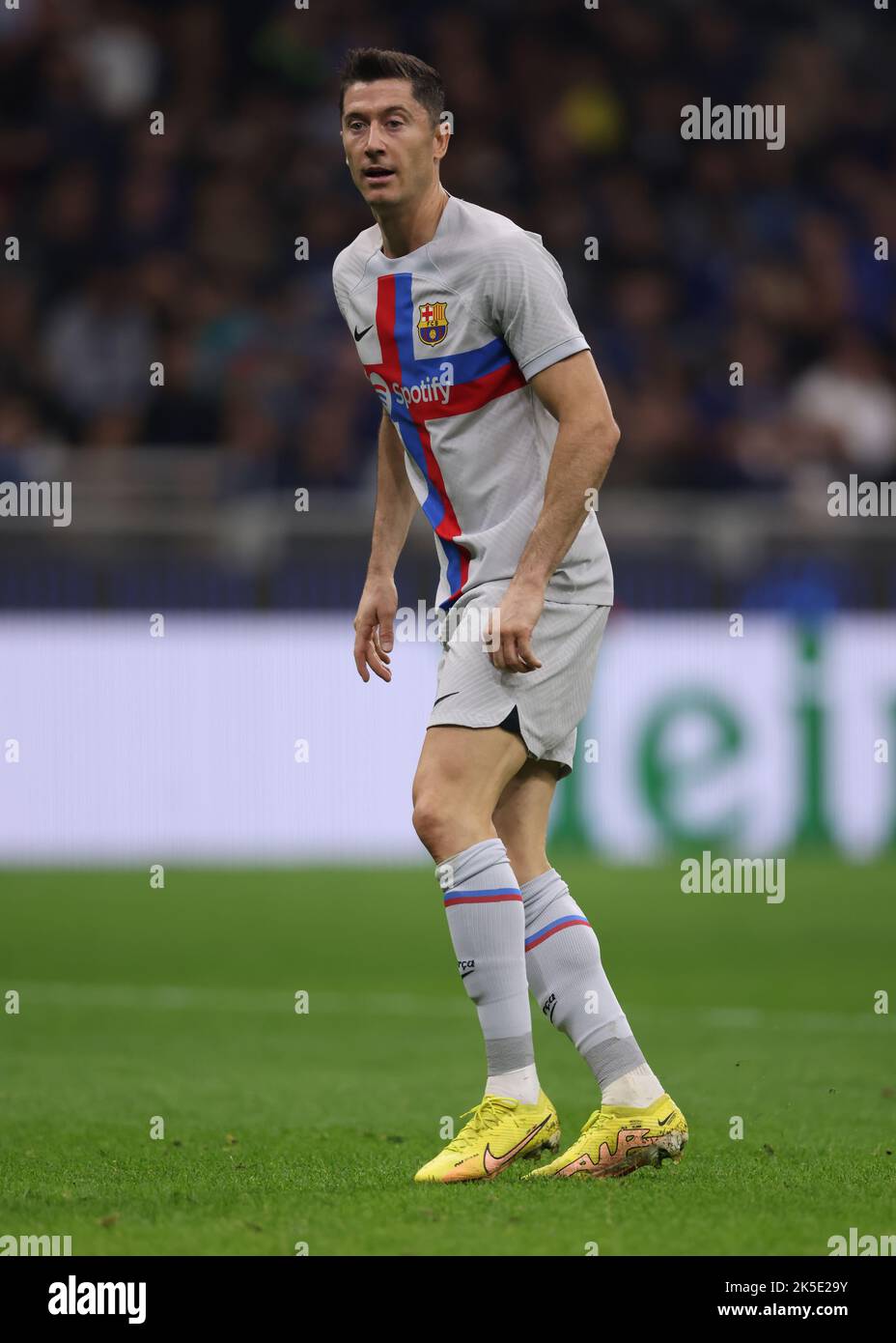 Milan, Italy, 4th October 2022. Robert Lewandowski of FC Barcelona ...