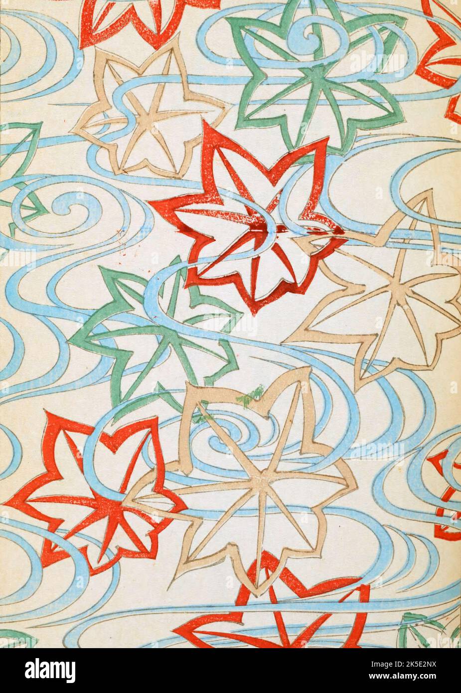 Design with stylised leaves. The Japanese language Shin-Bijutsukai ...