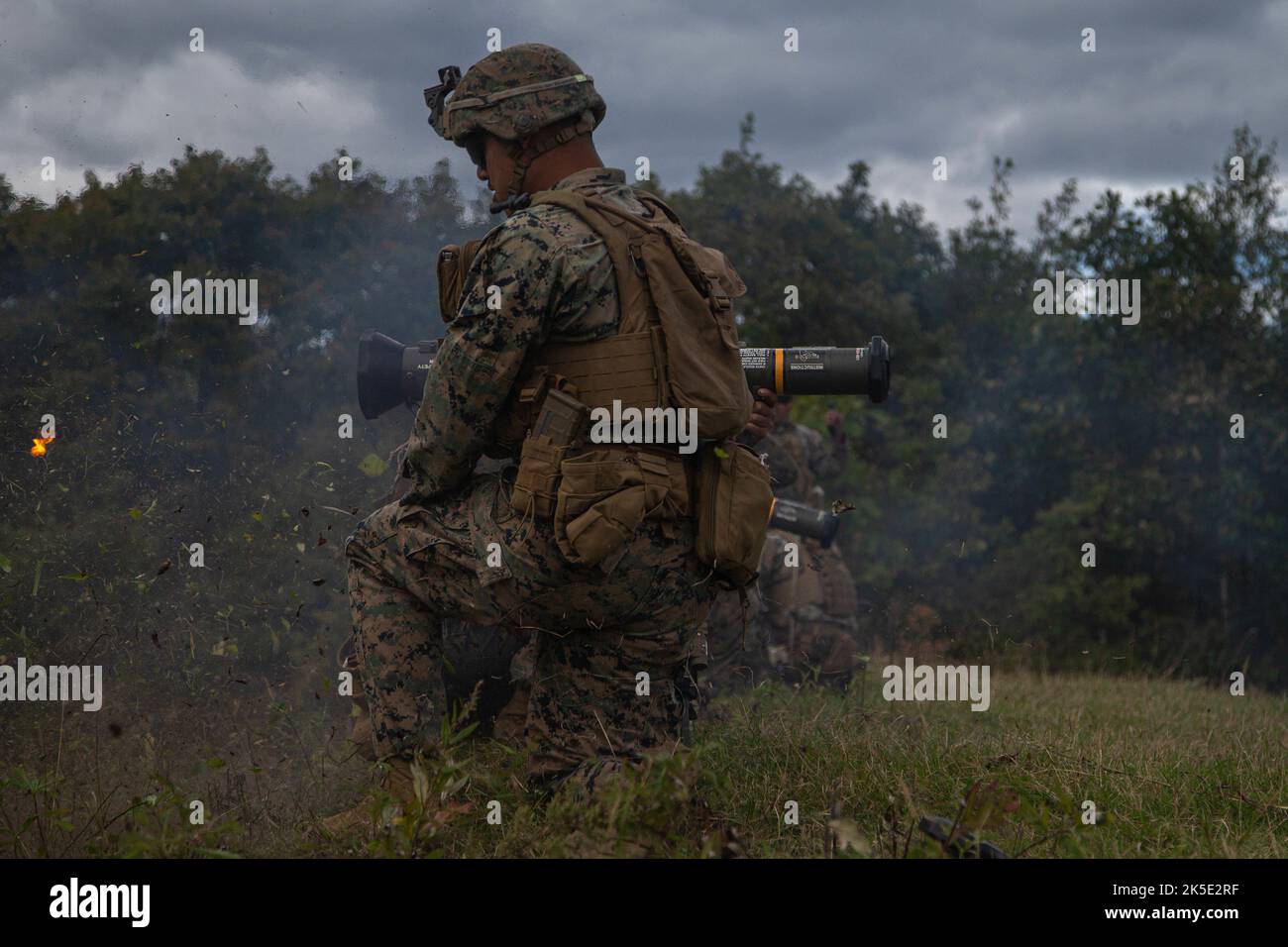 U.S. Marines with 3d Battalion, 3d Marines, 3d Marine Division fire an ...