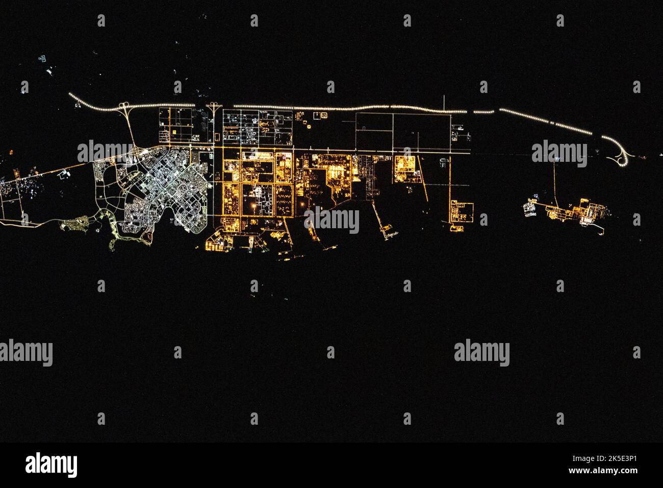 ISS imagery shows Yanbu, a Saudi port city on the Red Sea, at night ...