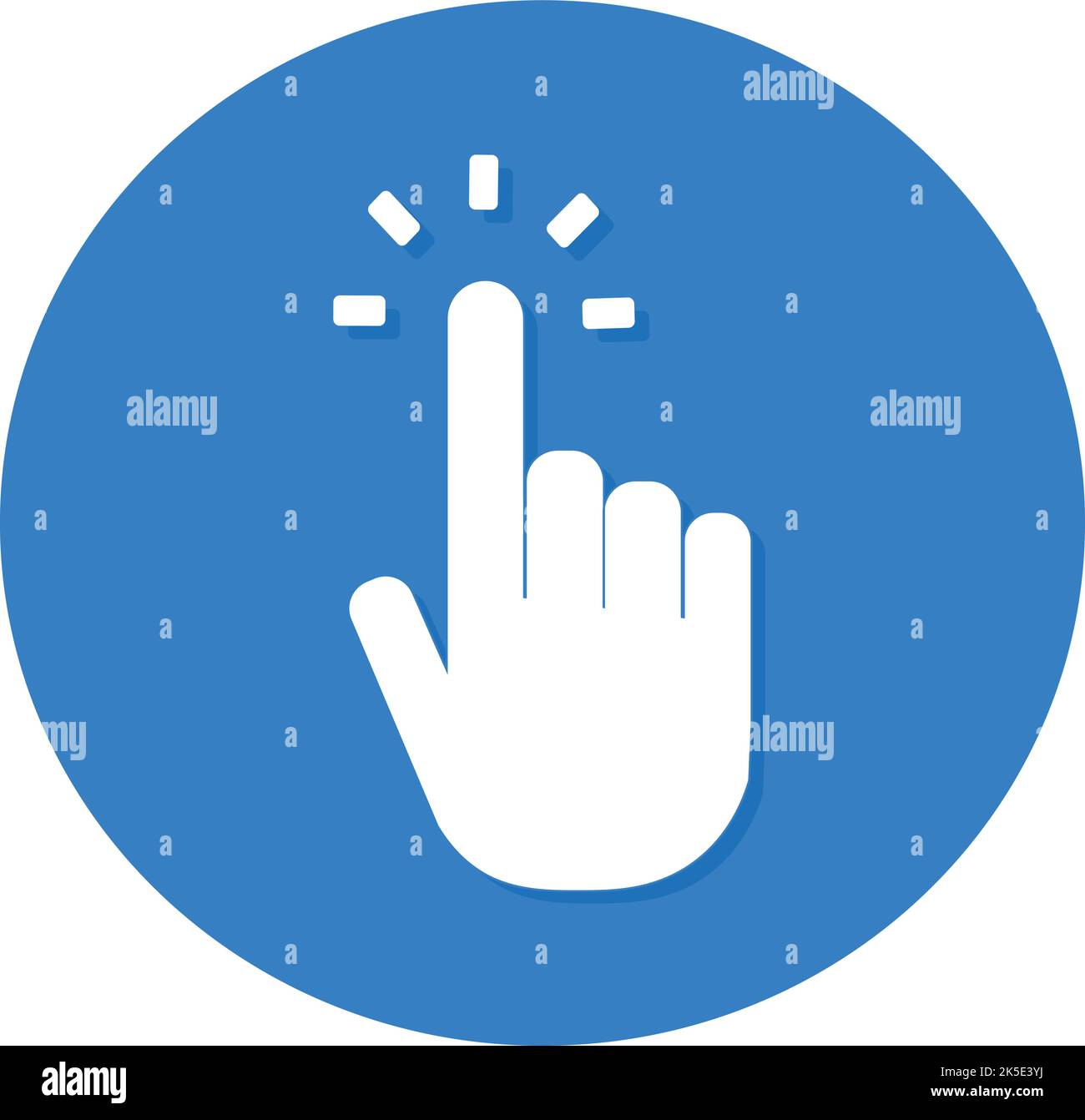 White hand click icon in blue circle. Flat desing vector Stock Vector ...