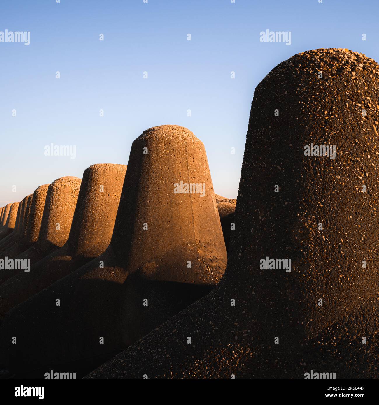 The tetrapod molds for concrete blocks that protect the shoreline ...