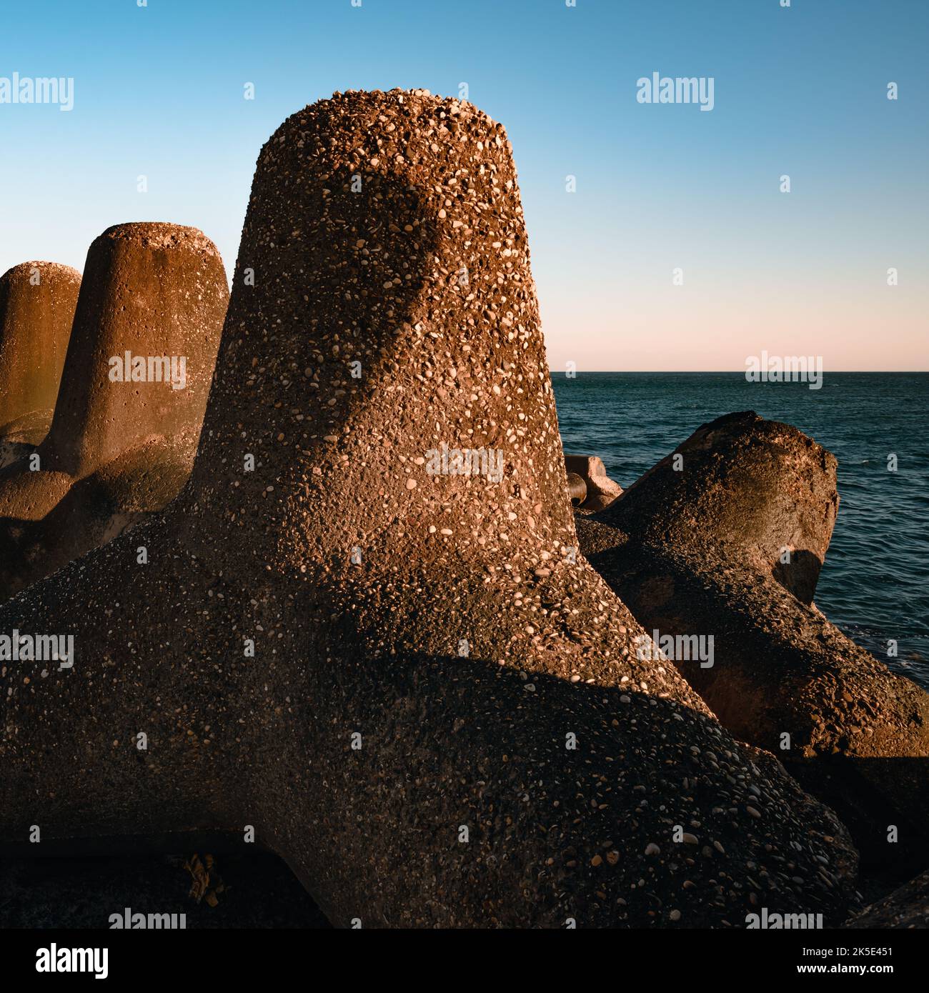 The tetrapod molds for concrete blocks that protect the shoreline ...