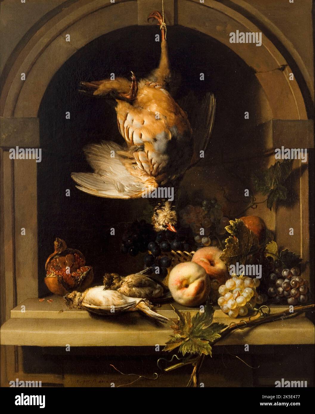 Perdrix rouge dans une niche, between 1680 and 1685. Red-legged ...