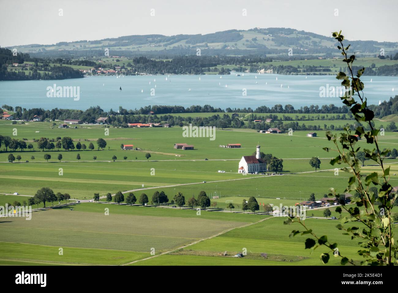 St. Coloman Church in front of Forggensee, Schwangau, Bavaria, Germany ...