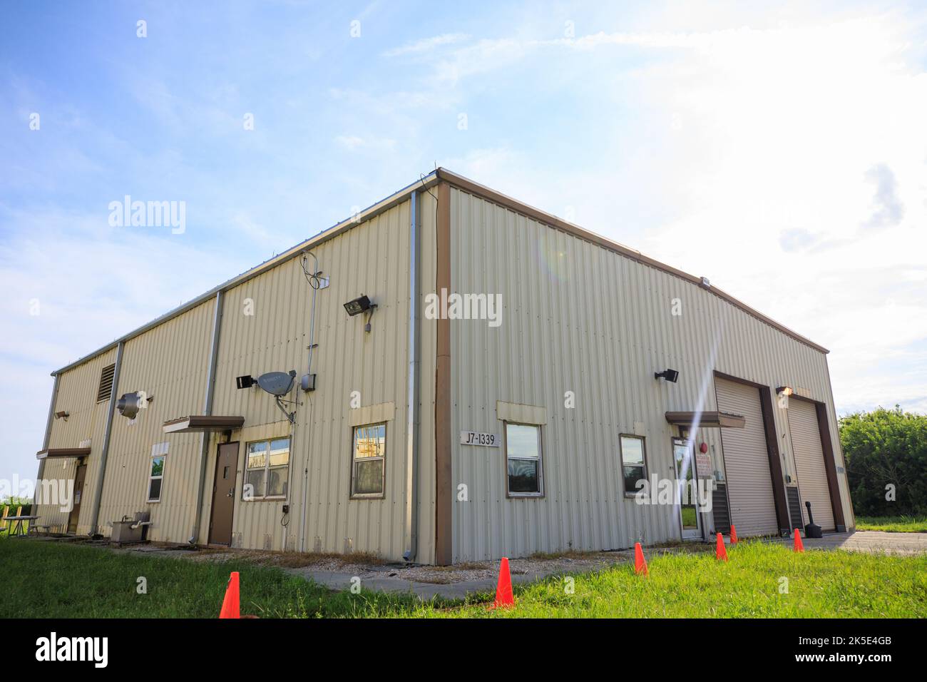 An exterior view of Fire Station 3 at Launch Complex 39B at NASA’s ...