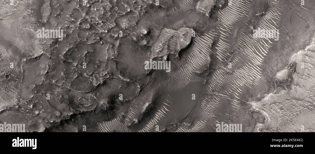 Martian landscape. This HiRISE image shows landforms on the surface of ...