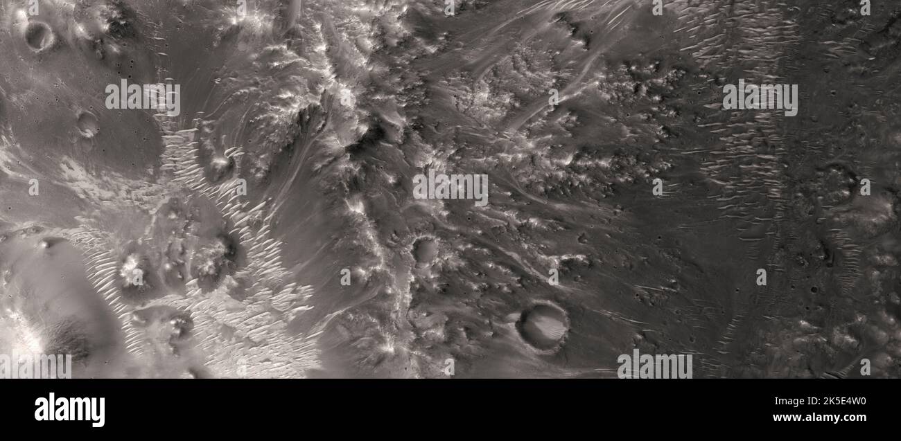 Martian landscape. This HiRISE image shows clay-rich terrain in a ...