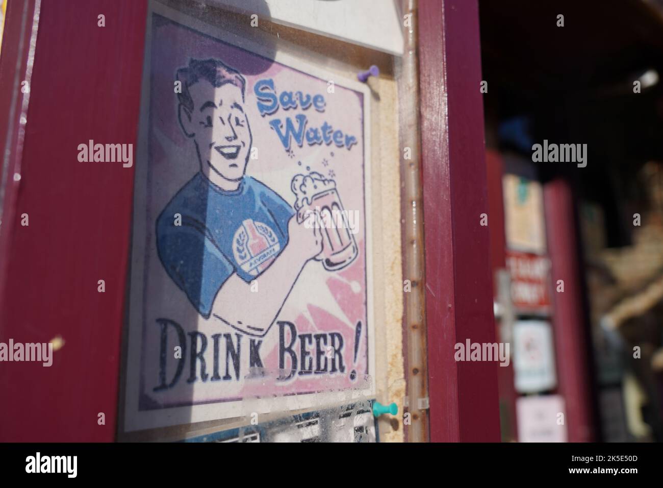 Save water drink beer sign hi-res stock photography and images - Alamy