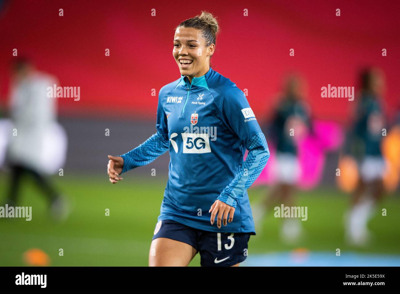 Oslo, Norway. 07th Oct, 2022. Celin Bizet (13) of Norway is warming up ...