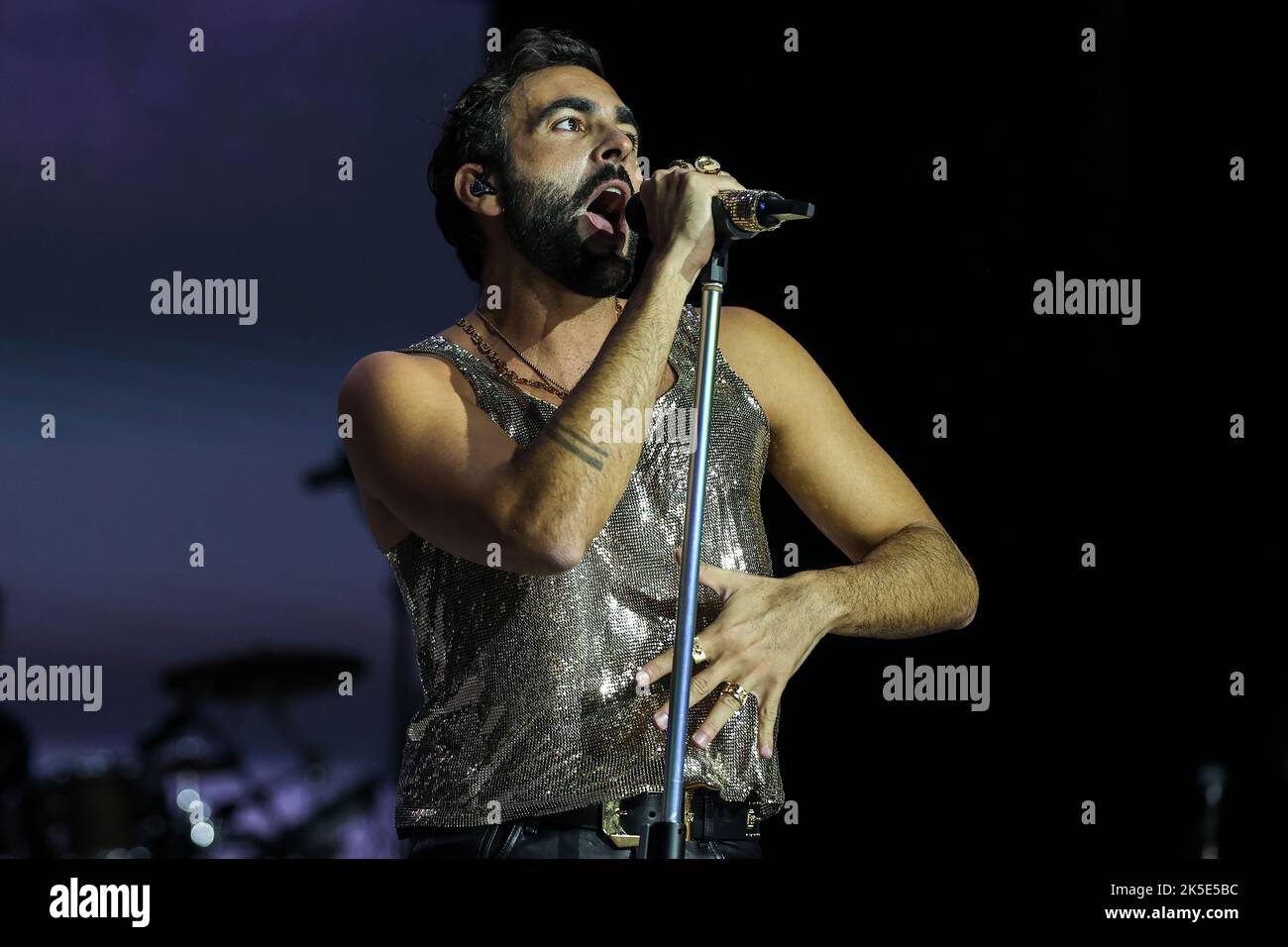 Marco Mengoni performs live on stage at Mediolanum Forum in Assago ...