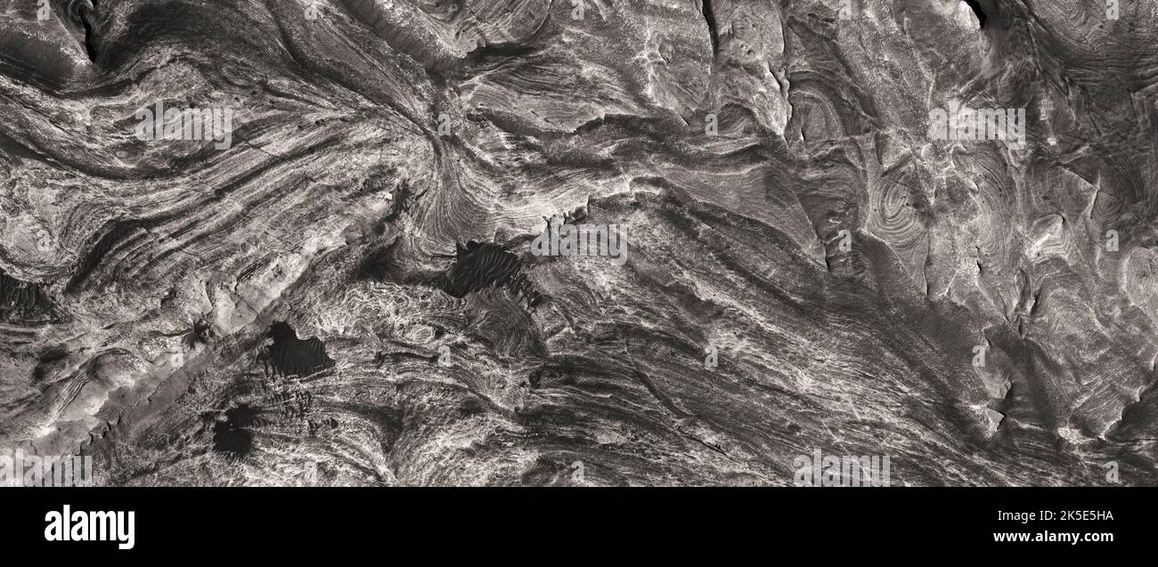 Martian landscape. This HiRISE image shows spectacular layering of ...