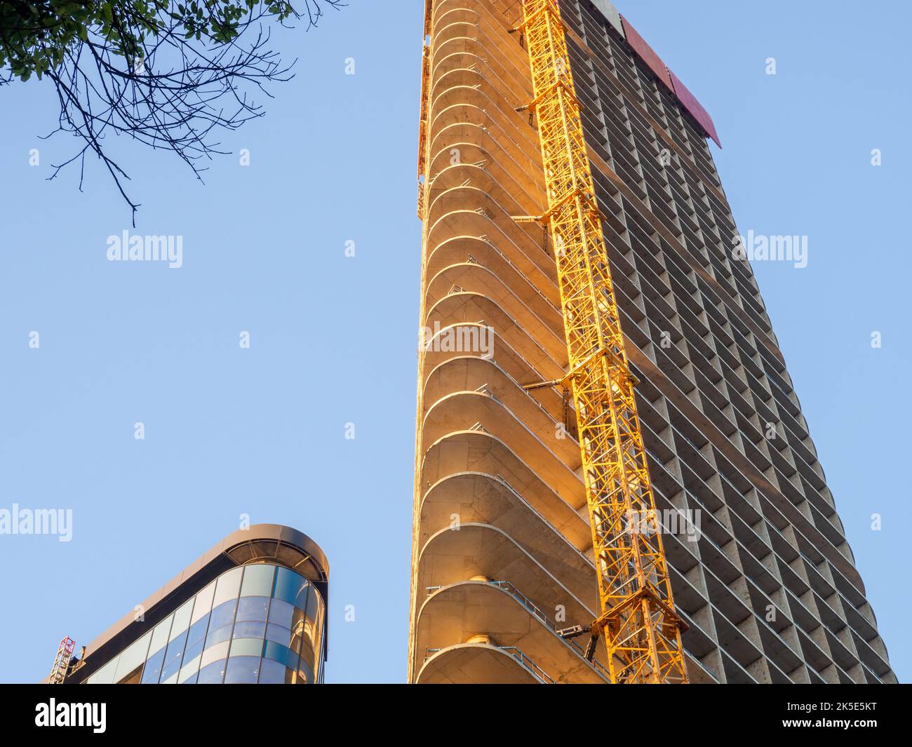 The frame of a high-rise building under construction. Reinforced ...