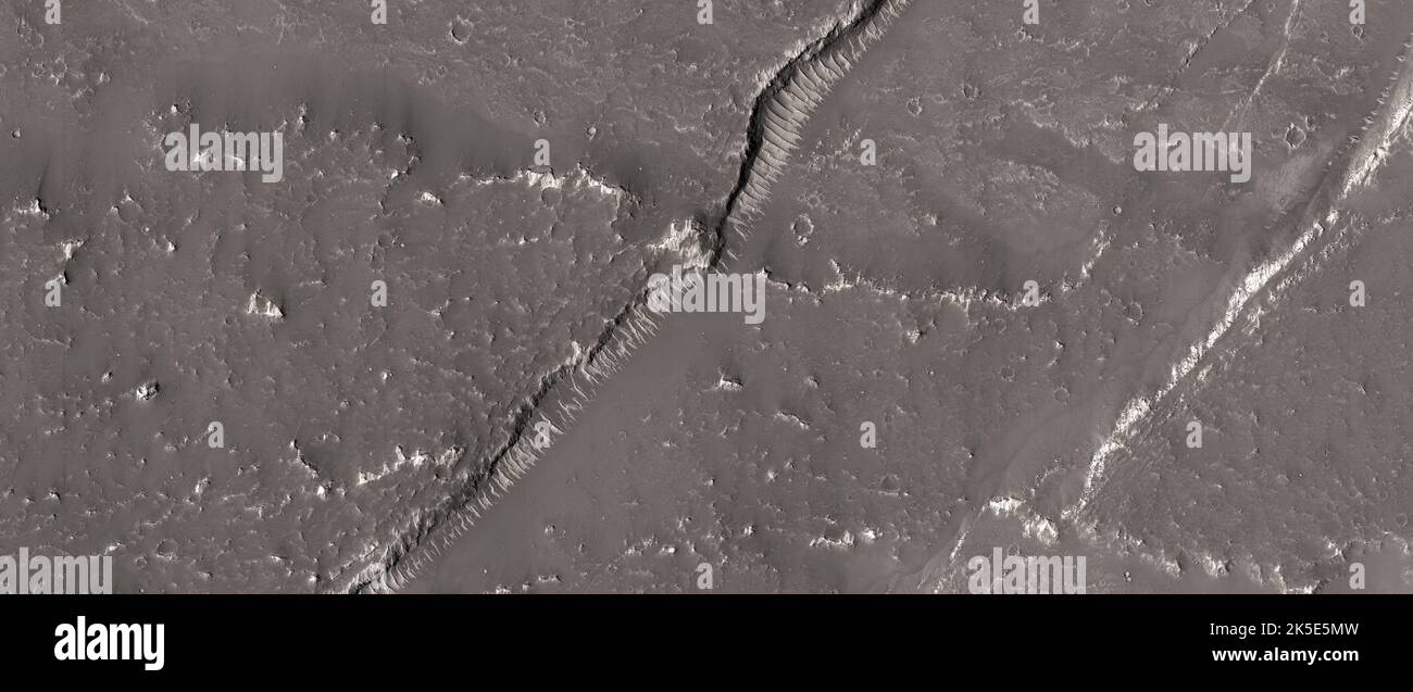 Martian landscape. This HiRISE image shows landforms on the surface of ...