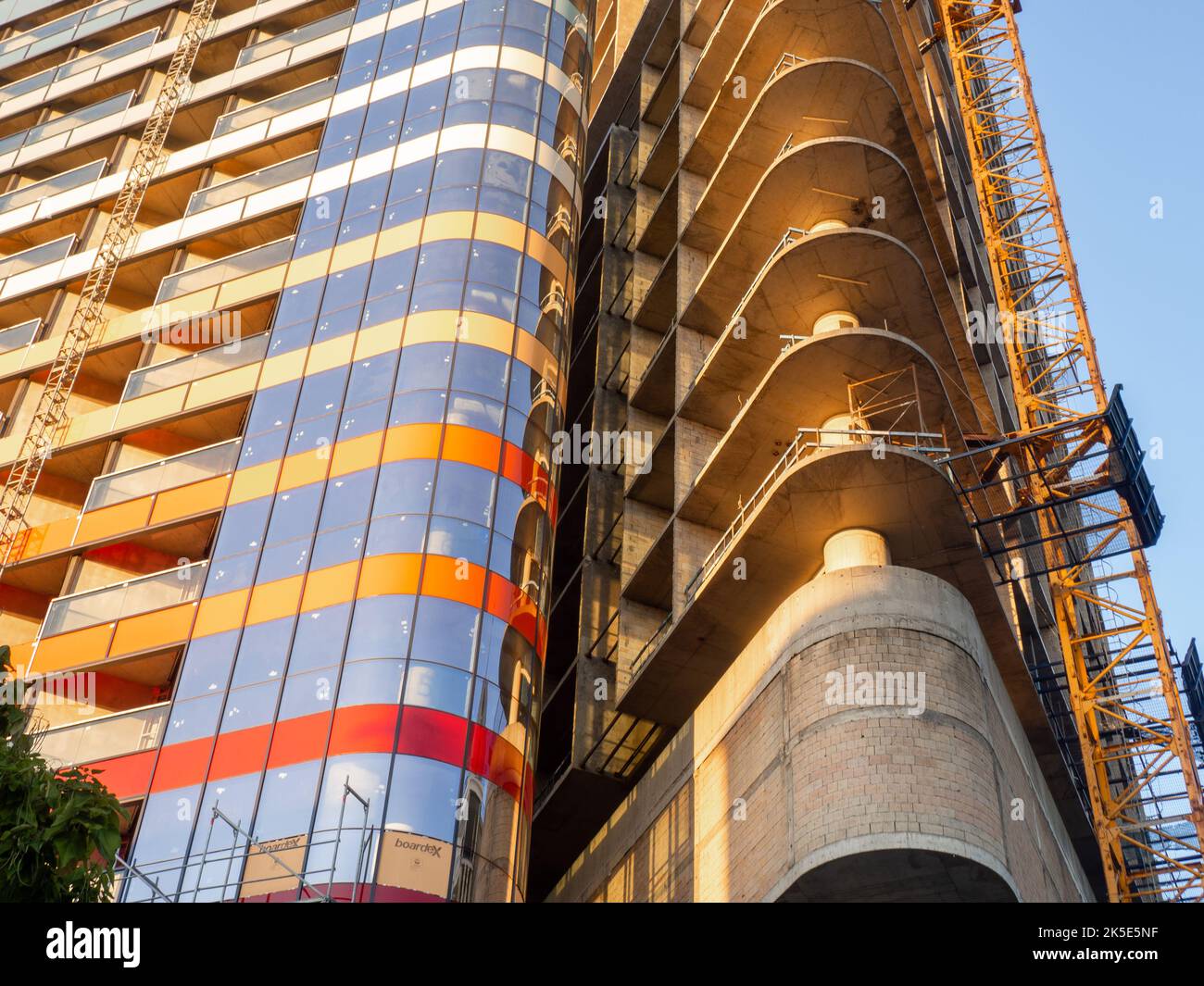 The frame of a high-rise building under construction. Reinforced ...