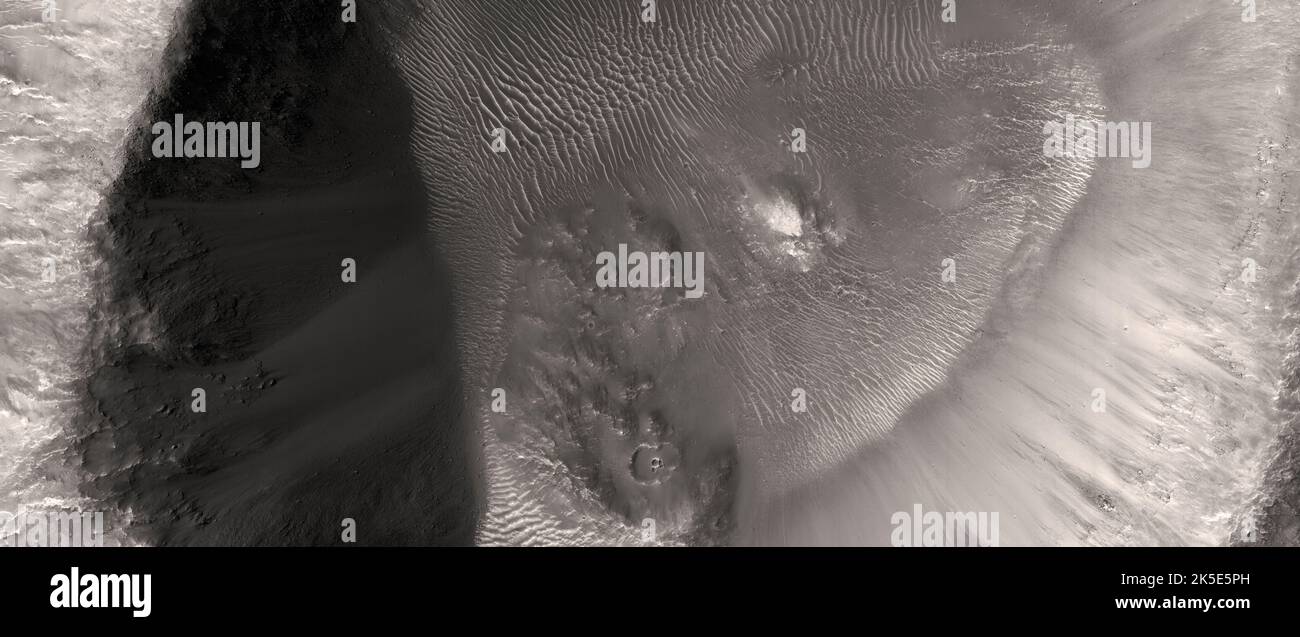 Martian landscape. This HiRISE image from Hesperia Planum, Mars, shows ...