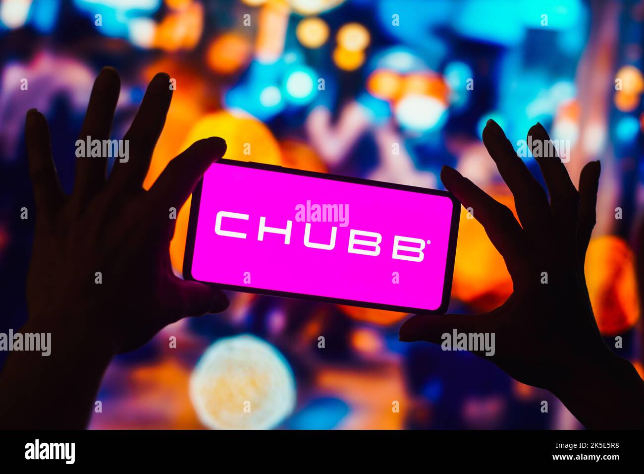 In this photo illustration, the Chubb Corporation logo is displayed on ...