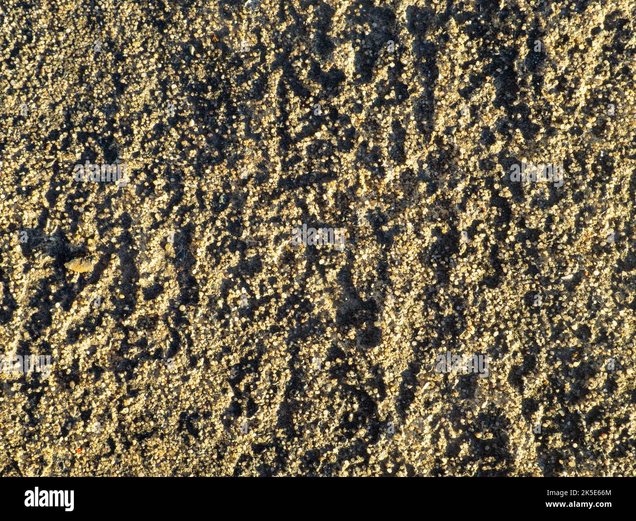 The structure of the material. Uneven sand surface. Under your feet ...
