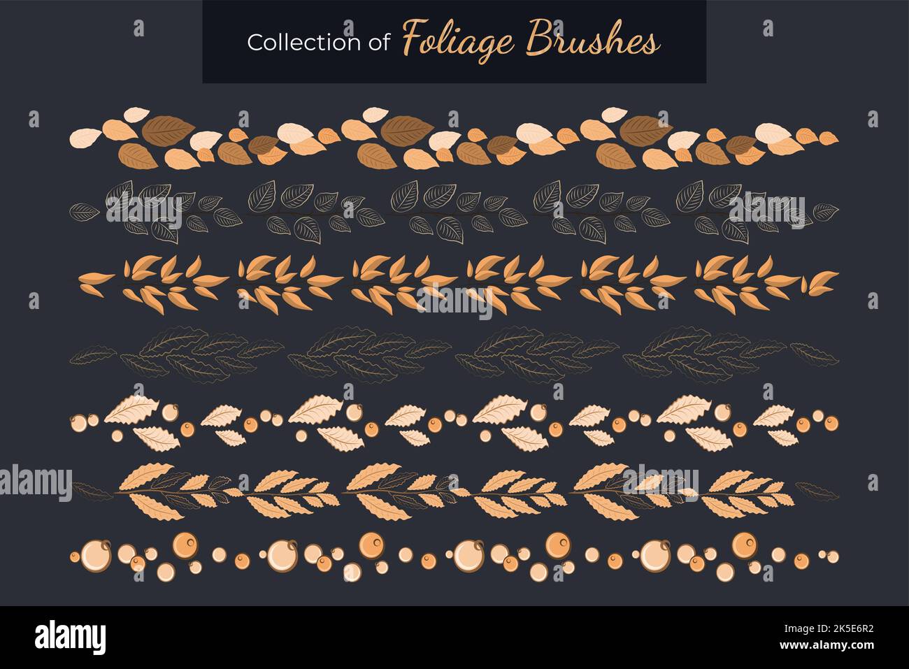 Set with various elegant Foliage Vector Brushes Stock Vector Image ...