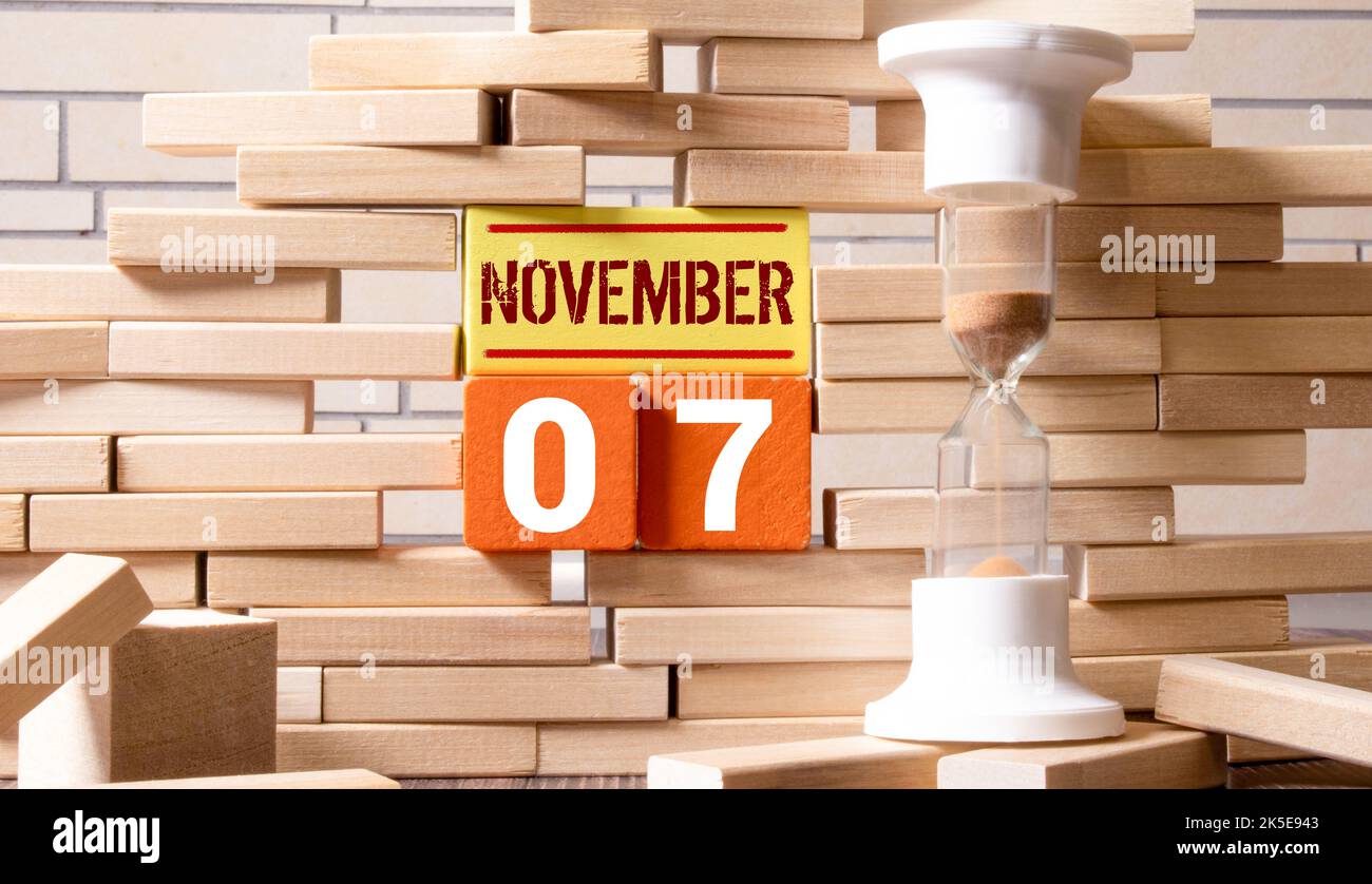 Calendar for November 7: the name of the month in English, the numbers ...