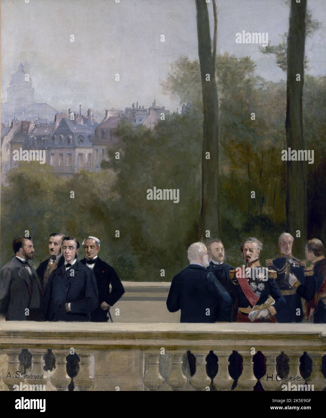The Panorama of the Century, 1889. Detail representing personalities of ...